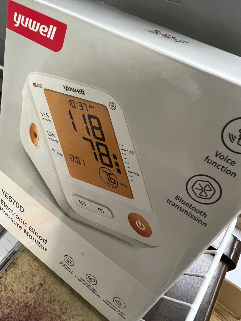 Yuwell Blood Pressure Monitor YE670D, Health & Nutrition, Health ...