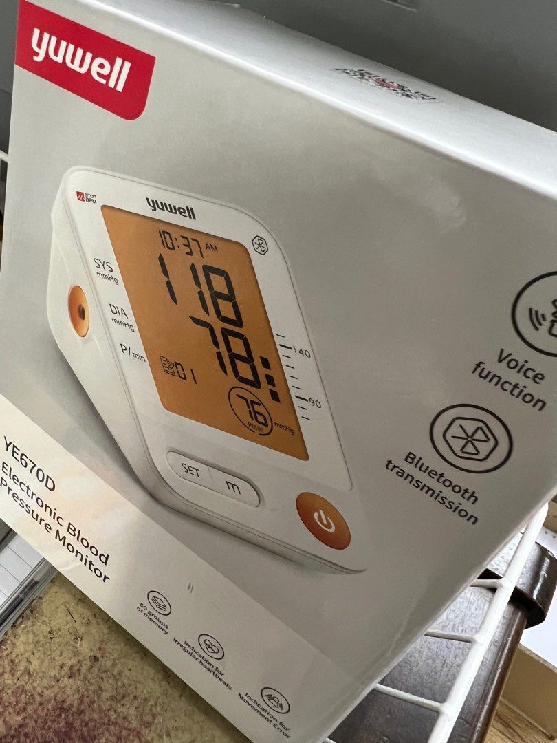 Yuwell Blood Pressure Monitor YE670D, Health & Nutrition, Health ...