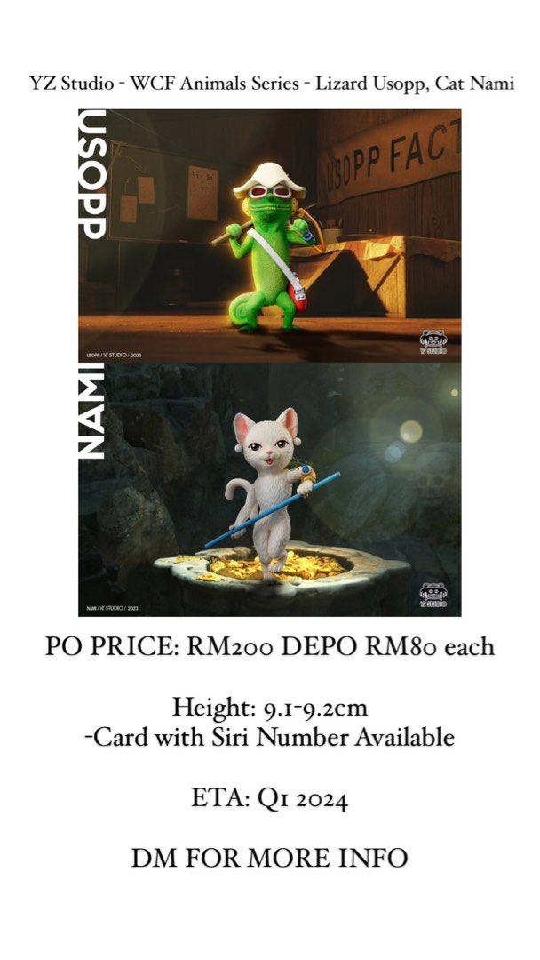 YZ Studio - WCF Animals - Lizard Usopp, Cat Nami, Hobbies & Toys, Toys ...