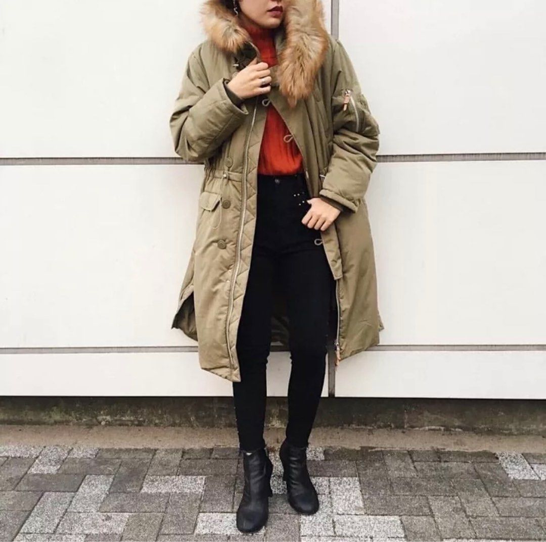 2017 SLY N3B 絕版 長版外套 1號 軍綠色, 她的時尚, 外套、夾克、大衣在旋轉拍賣