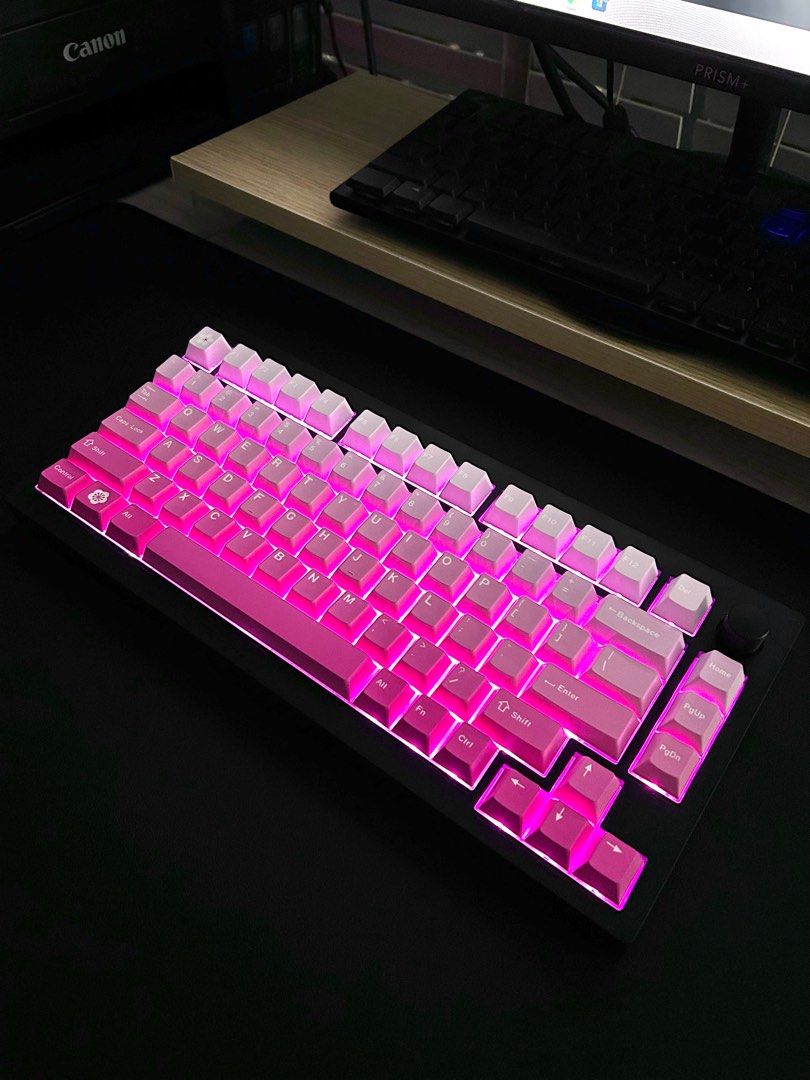 75% Custom Mechanical Keyboard (Pink Gradiant Keycaps), Computers ...