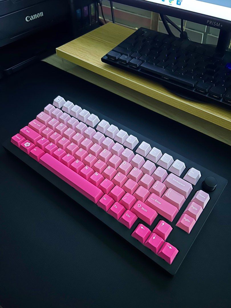 75% Custom Mechanical Keyboard (Pink Gradiant Keycaps), Computers ...