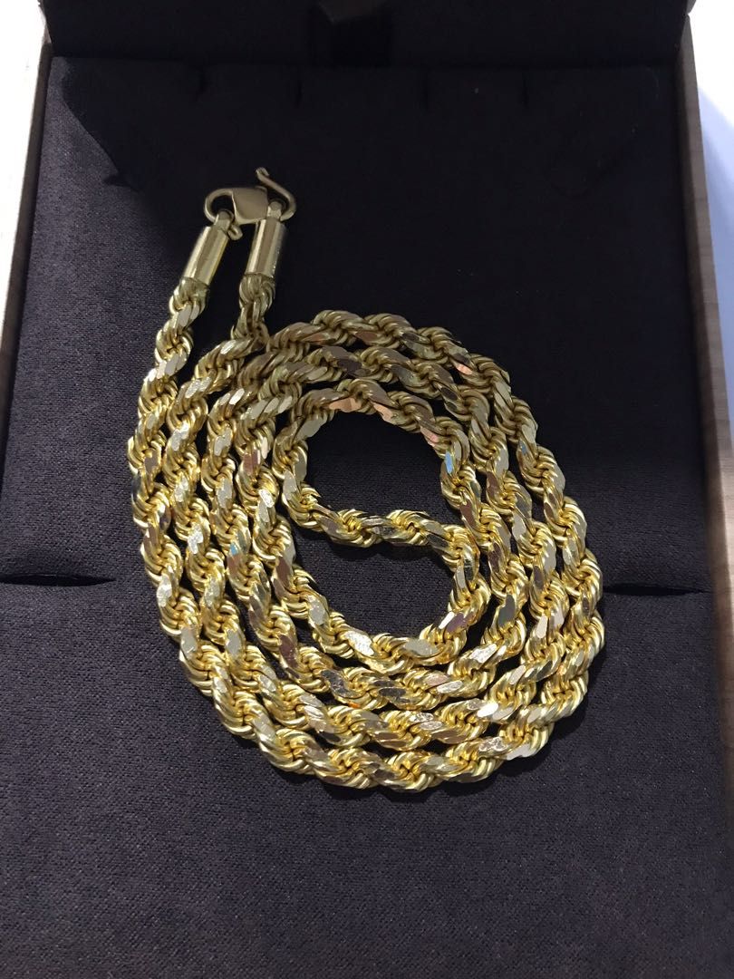 916 gold rope chain, Men's Fashion, Watches & Accessories, Jewelry on ...