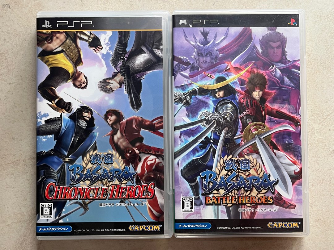 日版 PSP CAPCOM 戰國婆娑羅 SENGOKU BASARA CHRONICLE HEROES BATTLE HEROES 日本戰國無雙動作遊戲一套 2 集 （可散買, 電子遊戲 ...