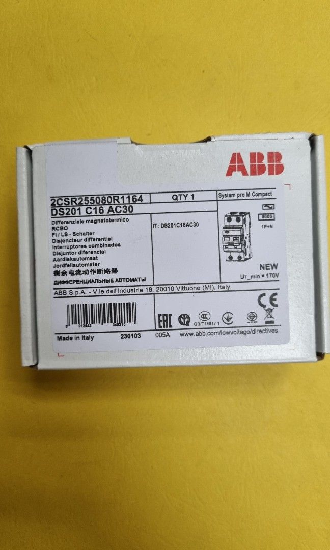 ABB, DS201 C16 AC30 RCBO, TV & Home Appliances, Electrical, Adaptors ...