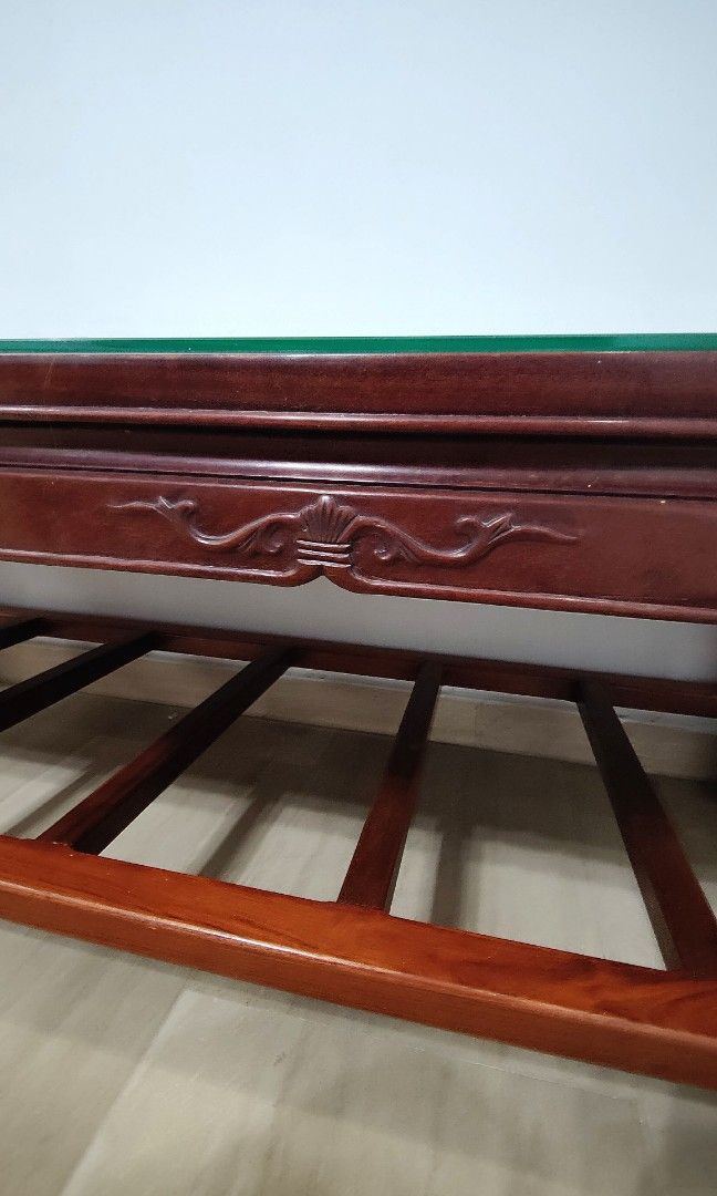 Antique rosewood long center table with glass top, Furniture & Home ...