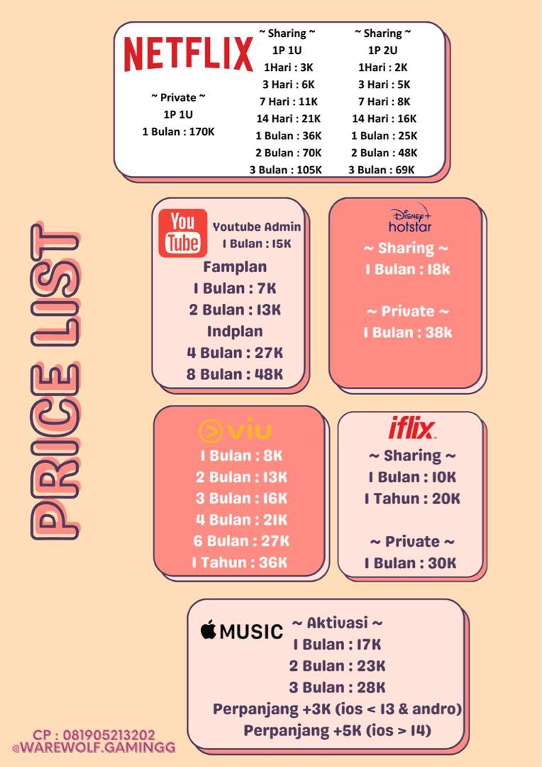 Aplikasi Premium (Netflix, Spotify, Disney,Viu,Dll), Jasa, Lainnya di Carousell