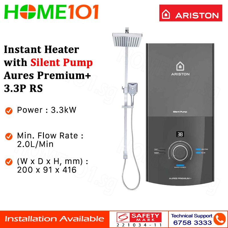 Ariston Instant Heater with Silent Pump Aures Premium+ 3.3P RS, TV ...