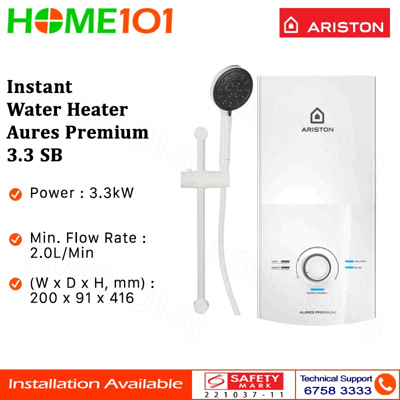 Ariston Instant Water Heater Aures Premium 3.3 SB, TV & Home Appliances ...