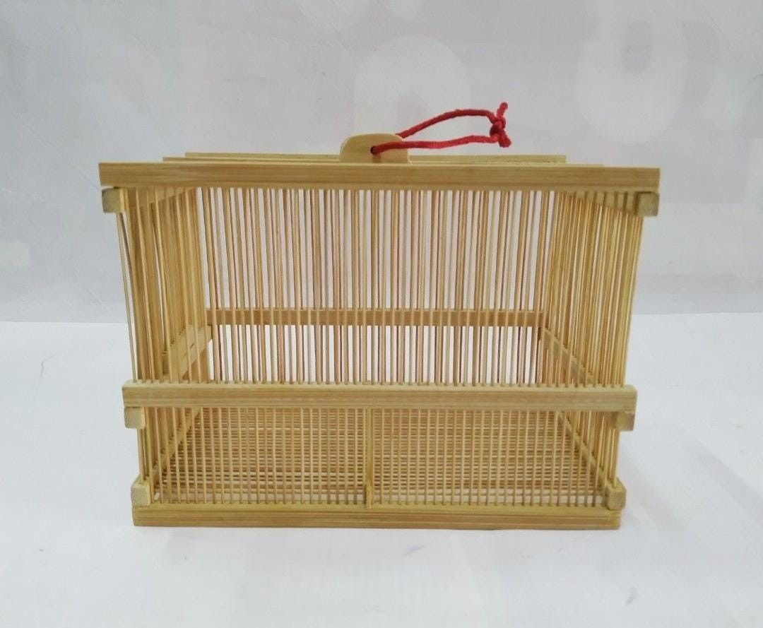Bamboo Lucky Cricket Insect Cage Handmade with Sliding Door vintage ...