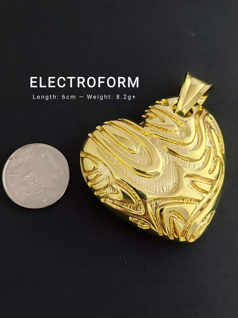 Big Heart Pendant Electroform 18k Gold, Women's Fashion, Jewelry ...