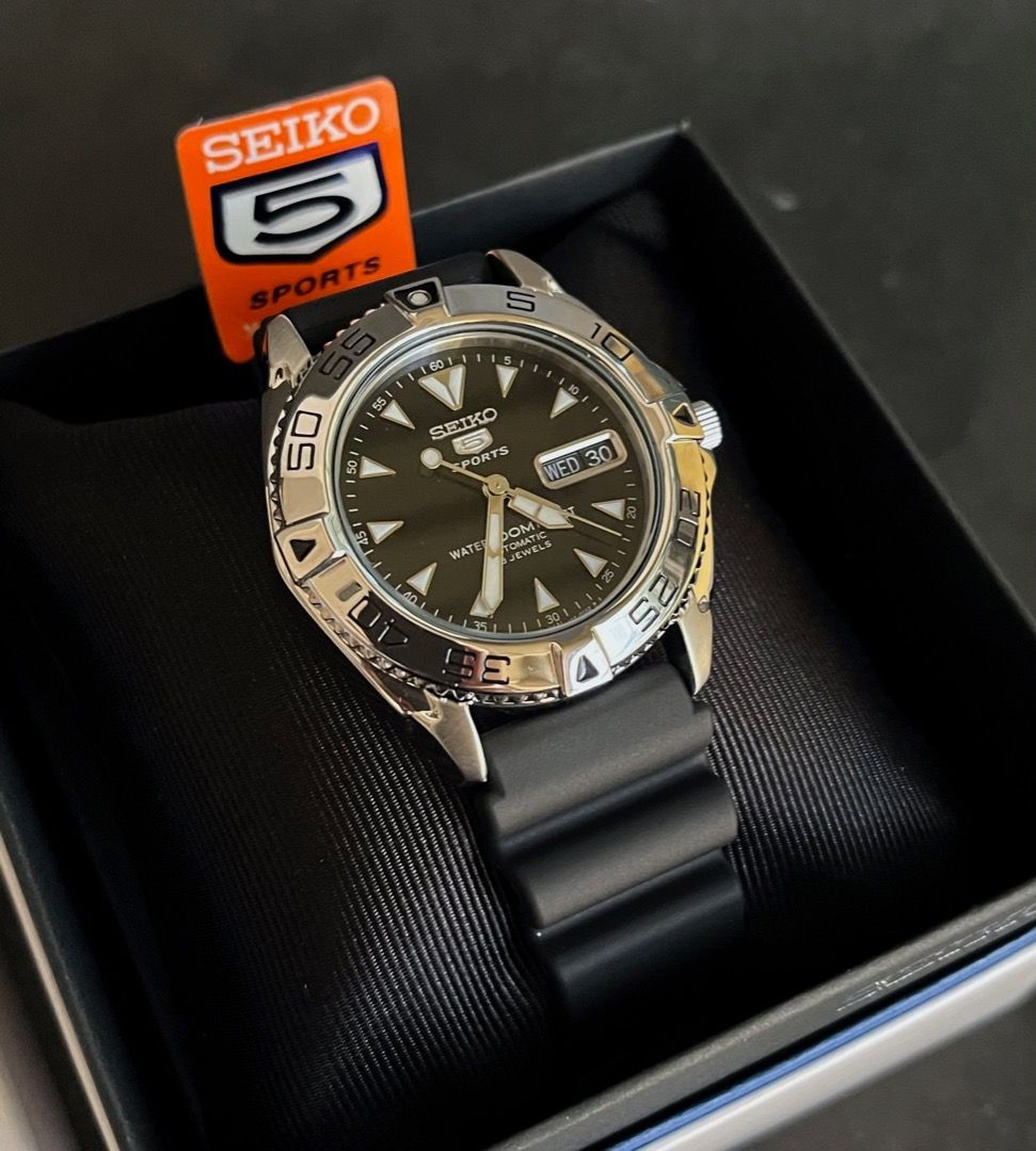 BNEW AUTHENTIC! SEIKO SNZB33J2 5 Sports Automatic Black Dial Black ...