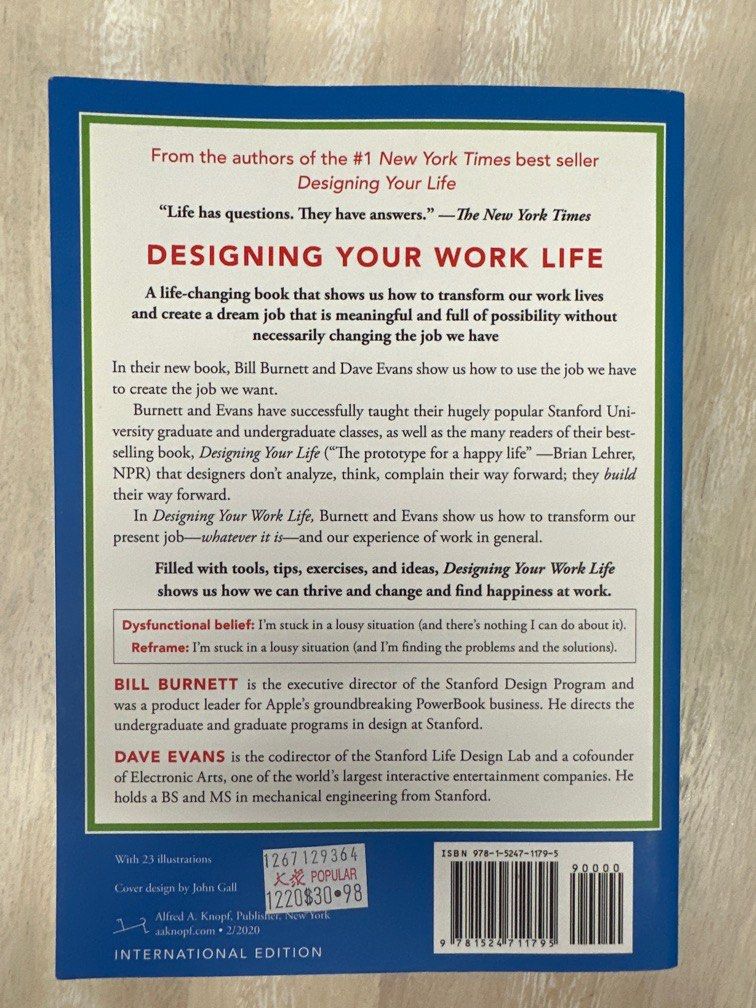 Book - Designing your work life by Bill Burnett and Dave Evans, Hobbies ...