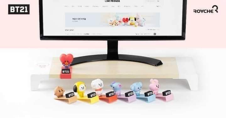 BT21 Monitor stand with figure clip on Carousell