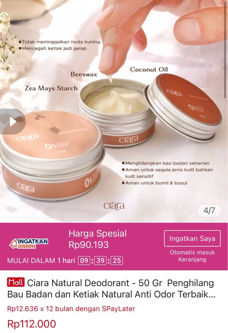 Ciara Natural Deodorant - 50 Gr Penghilang Bau Badan dan Ketiak Natural ...