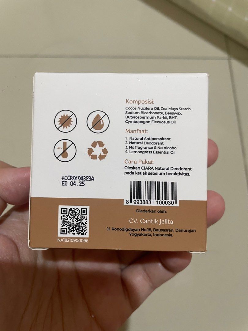 Ciara Natural Deodorant - 50 Gr Penghilang Bau Badan dan Ketiak Natural ...