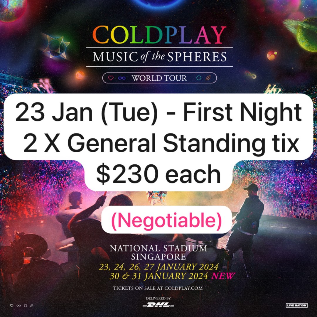 Coldplay 23 Jan Standing (2 tix), Tickets & Vouchers, Event Tickets on ...