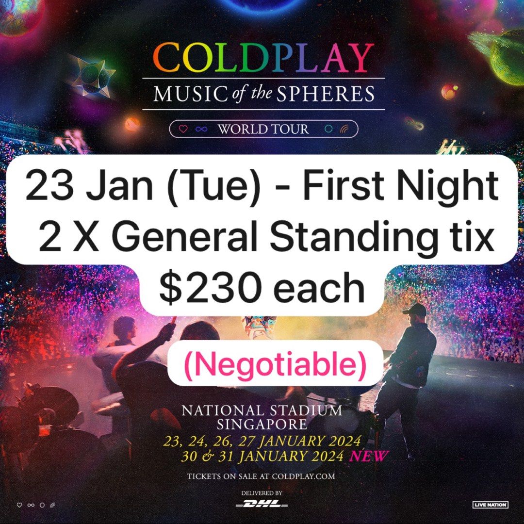 Coldplay 23 Jan Standing (2 tix), Tickets & Vouchers, Event Tickets on ...
