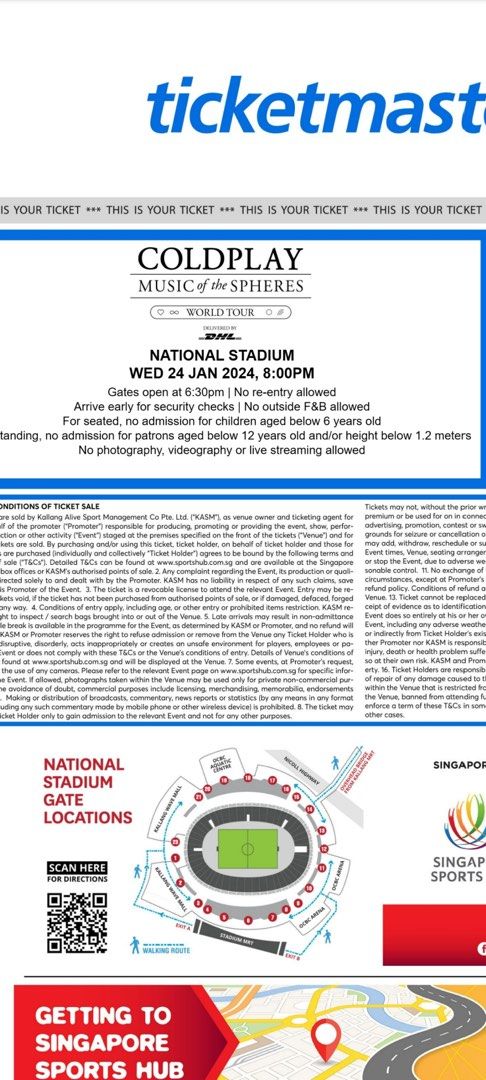 Coldplay concert ticket, Tickets & Vouchers, Event Tickets on Carousell