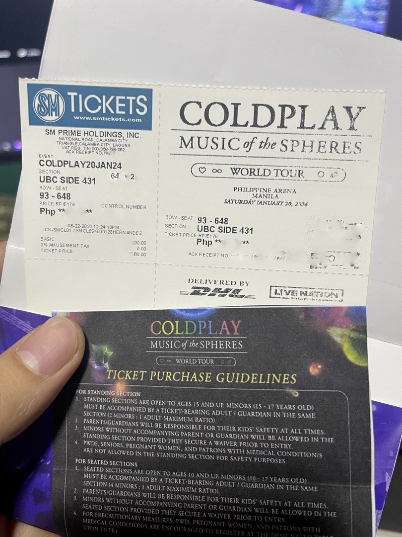 COLDPLAY Ticket Day 2 UBC Side, Tickets & Vouchers, Event Tickets on ...