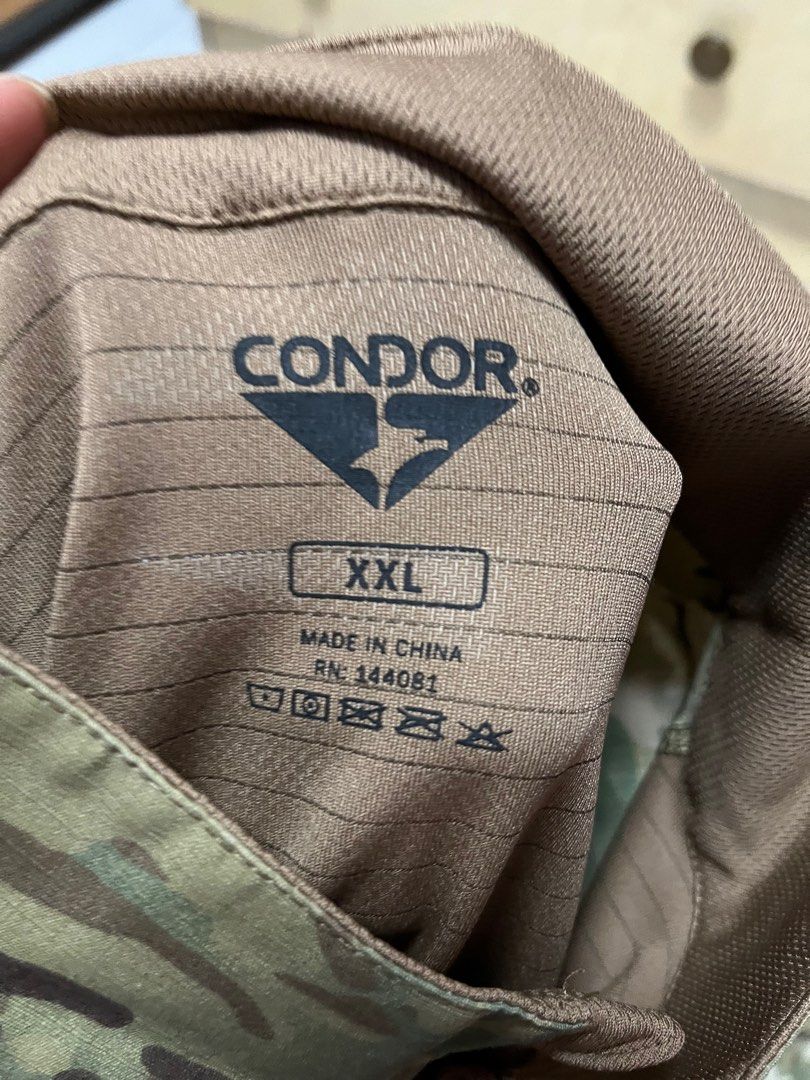 CONDOR LONG SLEEVE CAMO SHIRT XXL WITH HELIKON TEX KHAKI PADDED PANTS ...