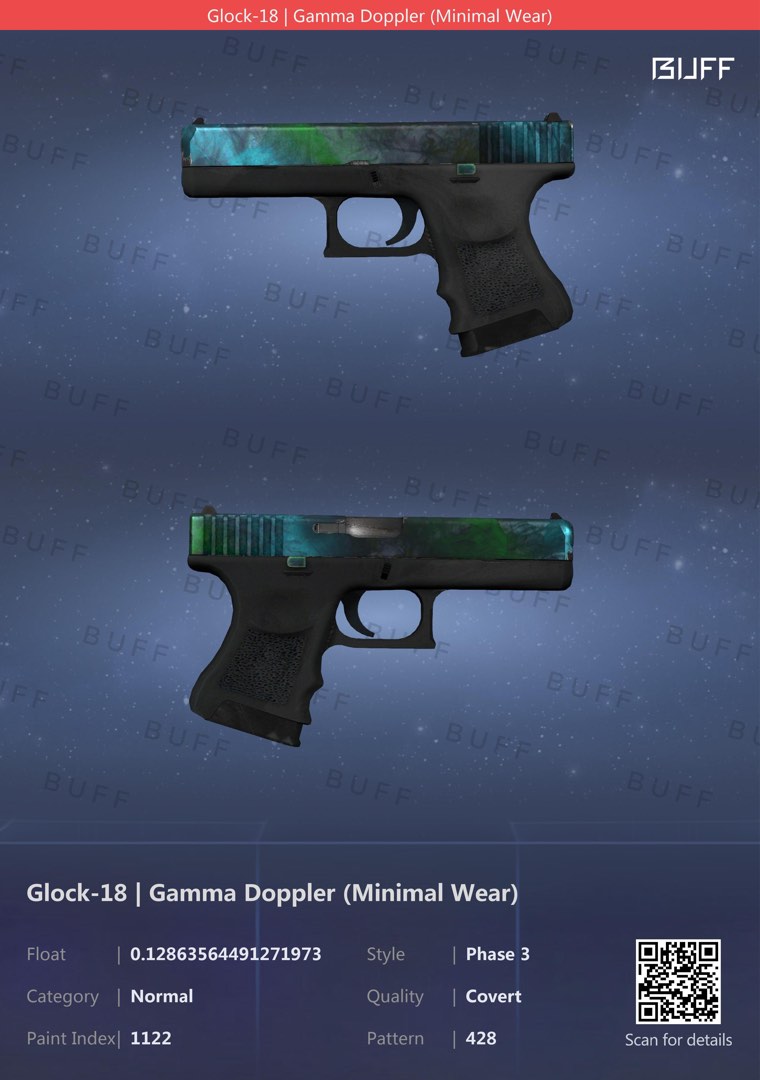Csgo p3 glock 18 gamma Doppler mw, Video Gaming, Gaming Accessories, In-Game Products on Carousell