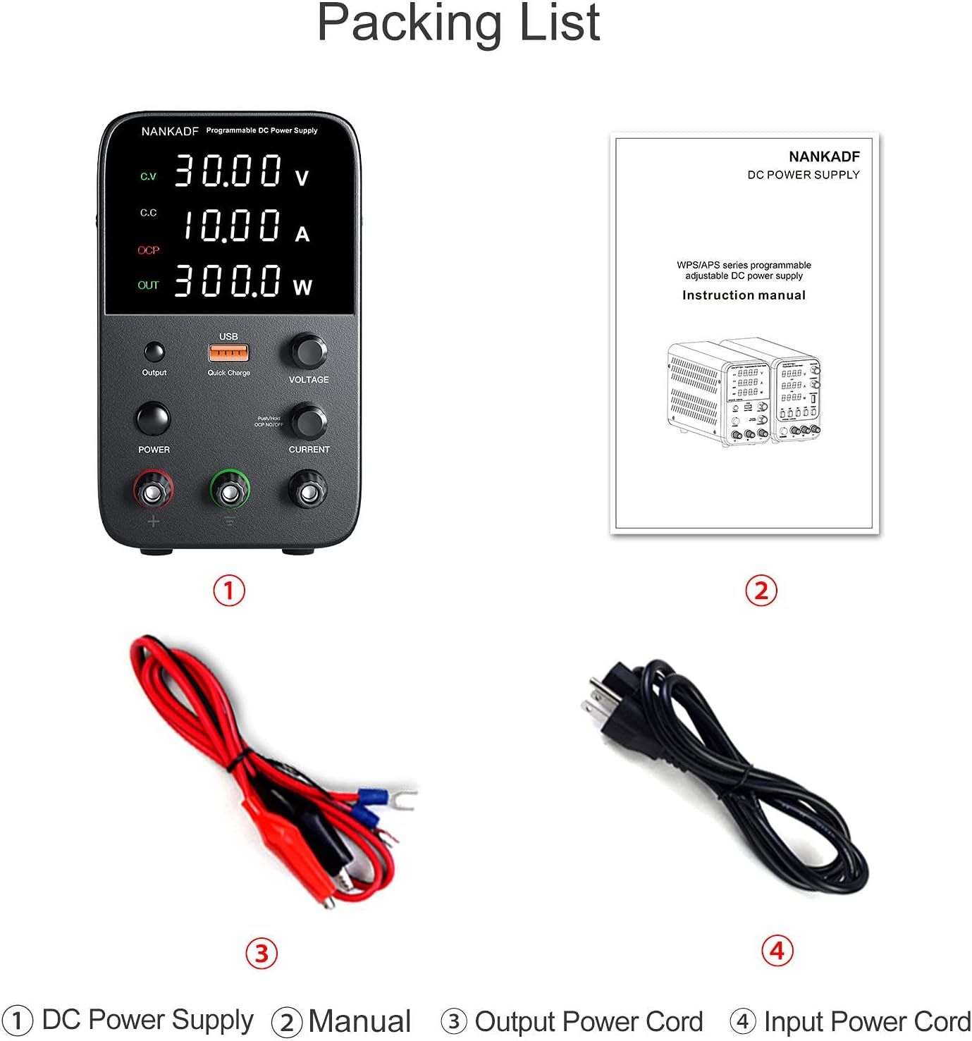 DC Power Supply Variable, 30V 10A Bench Power Supply with 4-Digits LED ...