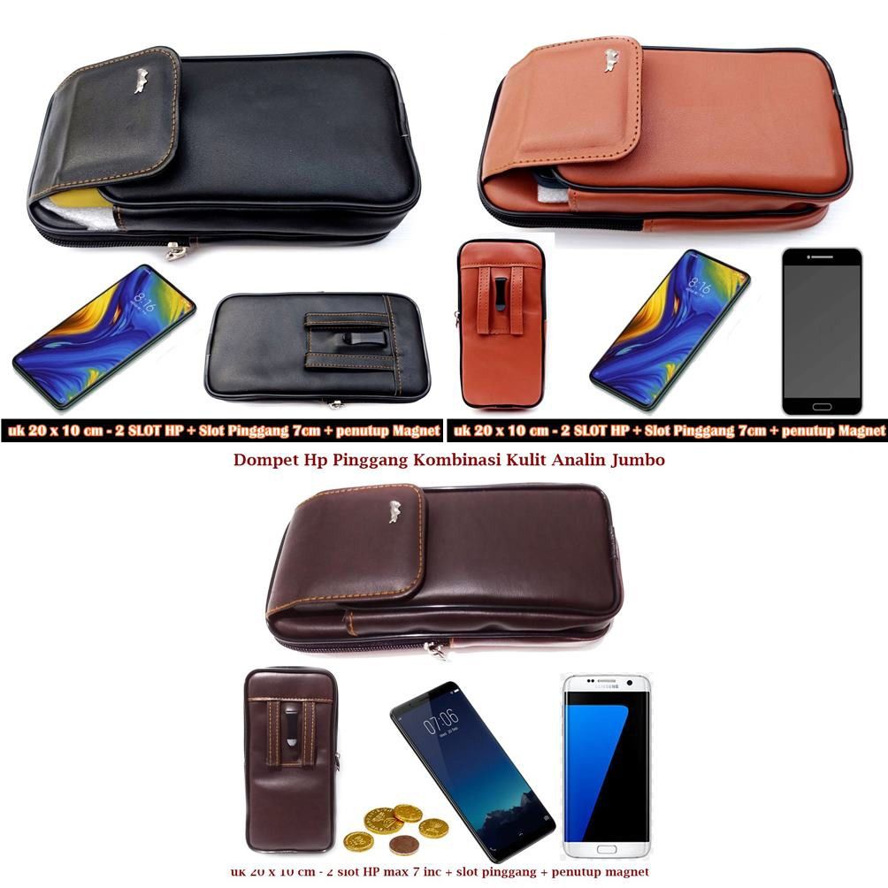 Dompet Case 2 Hp Pinggang Pria Kombinasi Jumbo Kulit Analin on Carousell