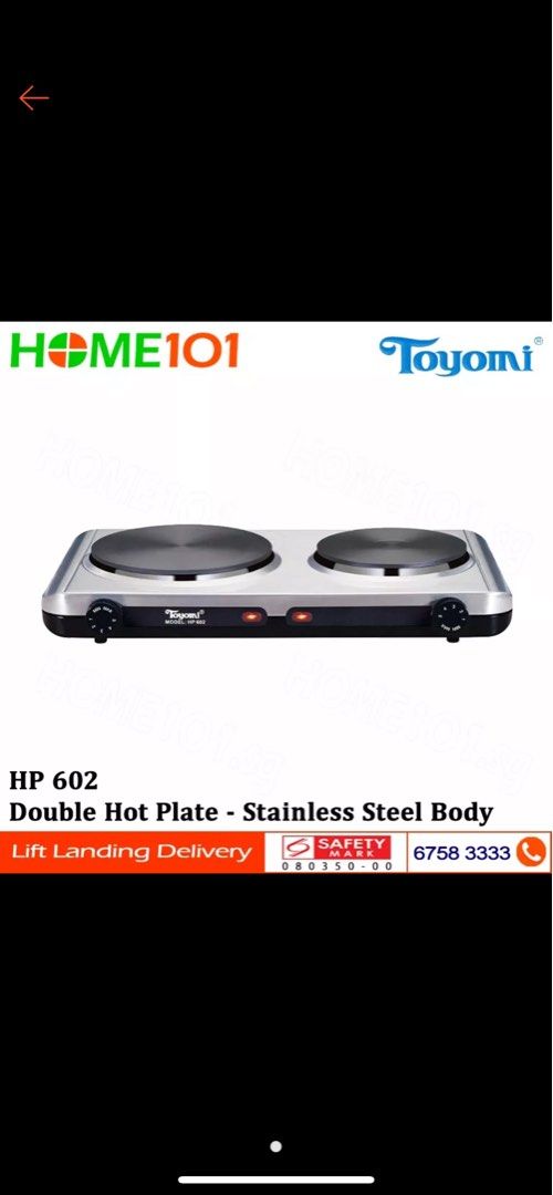 Double Hot Plate - stainless Steel Body, TV & Home Appliances, Kitchen ...
