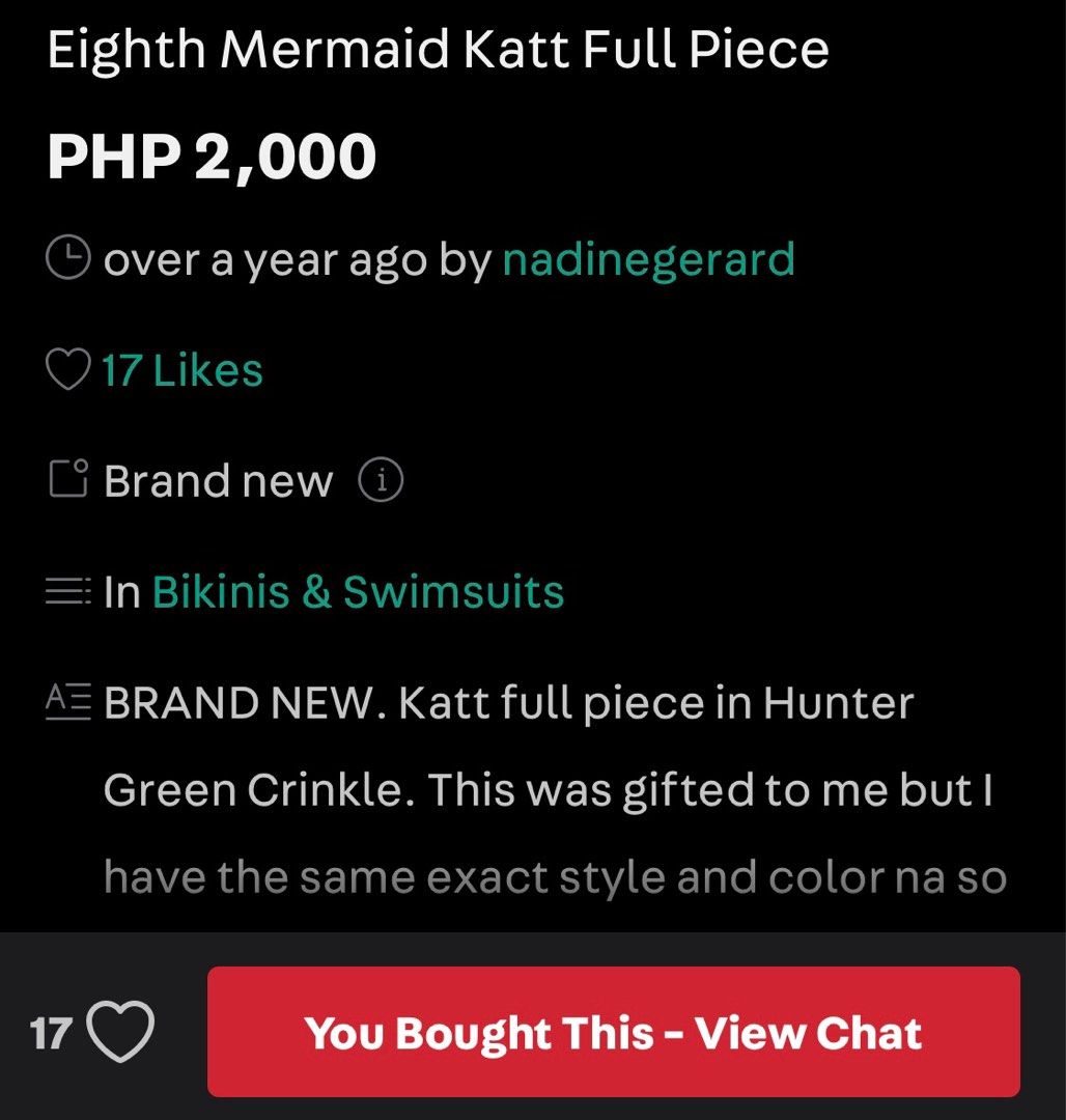 Eighth Mermaid Hunter Green Katt, Women's Fashion, Swimwear, Bikinis & Swimsuits on Carousell