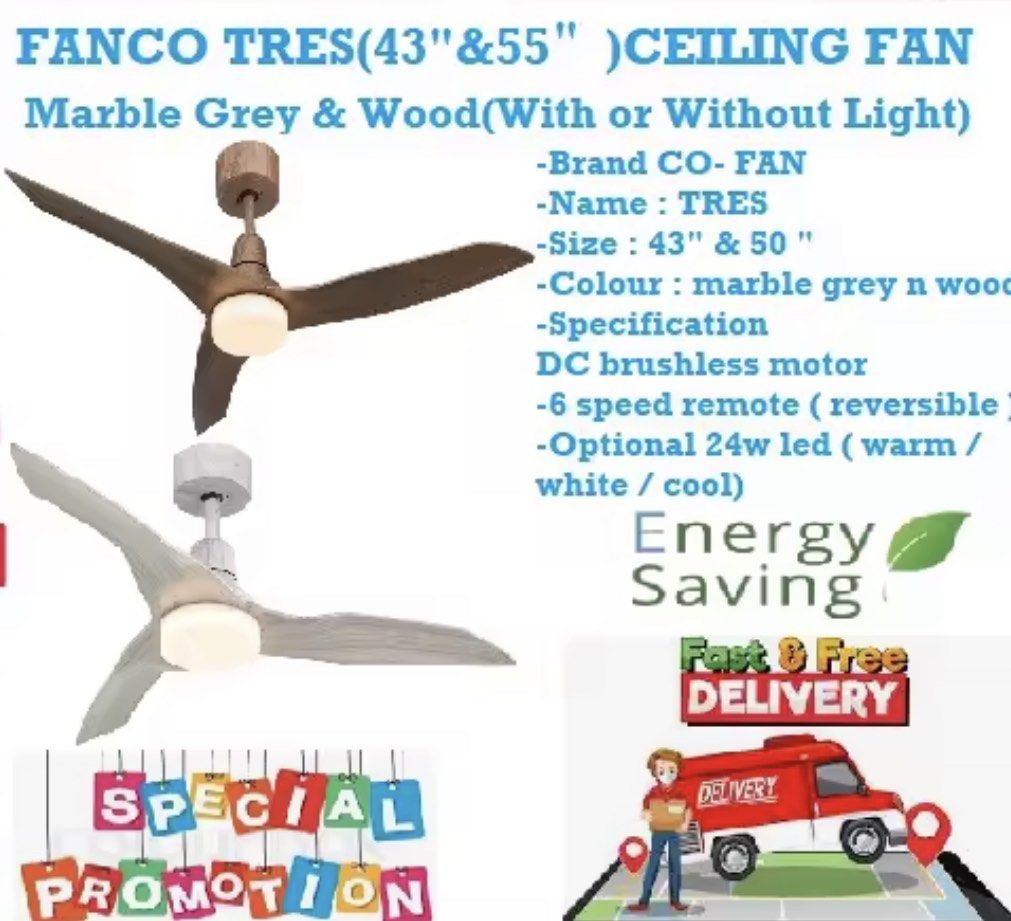 Fanco Ceiling Fan Tres 50inch, Furniture & Home Living, Lighting & Fans ...