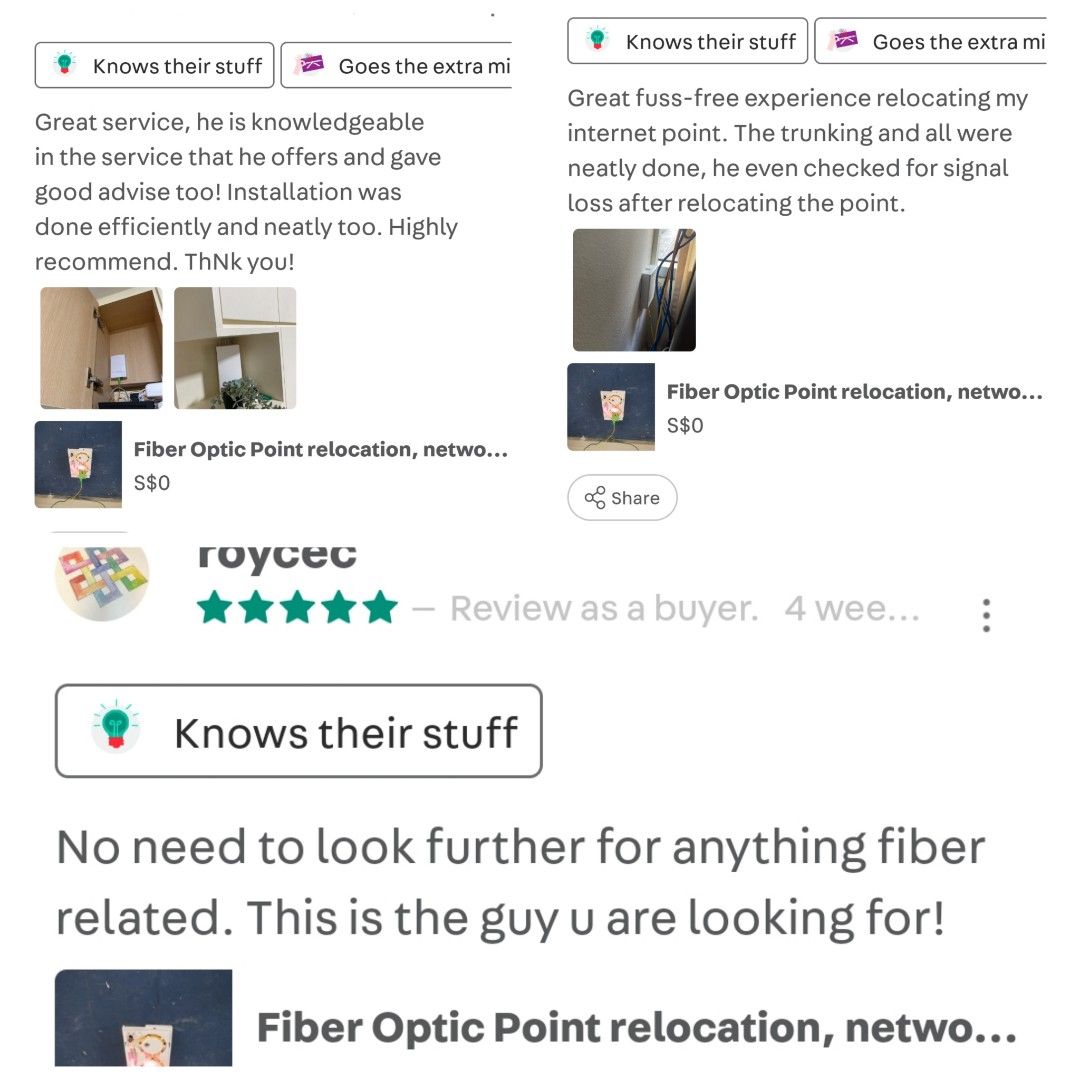 Fiber Optic Point Relocation(Openet) ,Repair. Network cabling for AP, Router or other devices ...