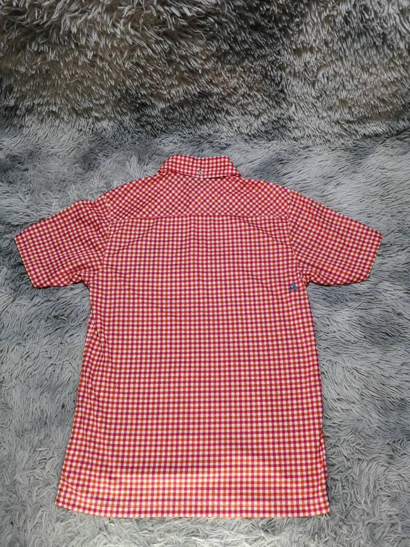 Fischer Red and Orange Checkered Polo Shirt on Carousell