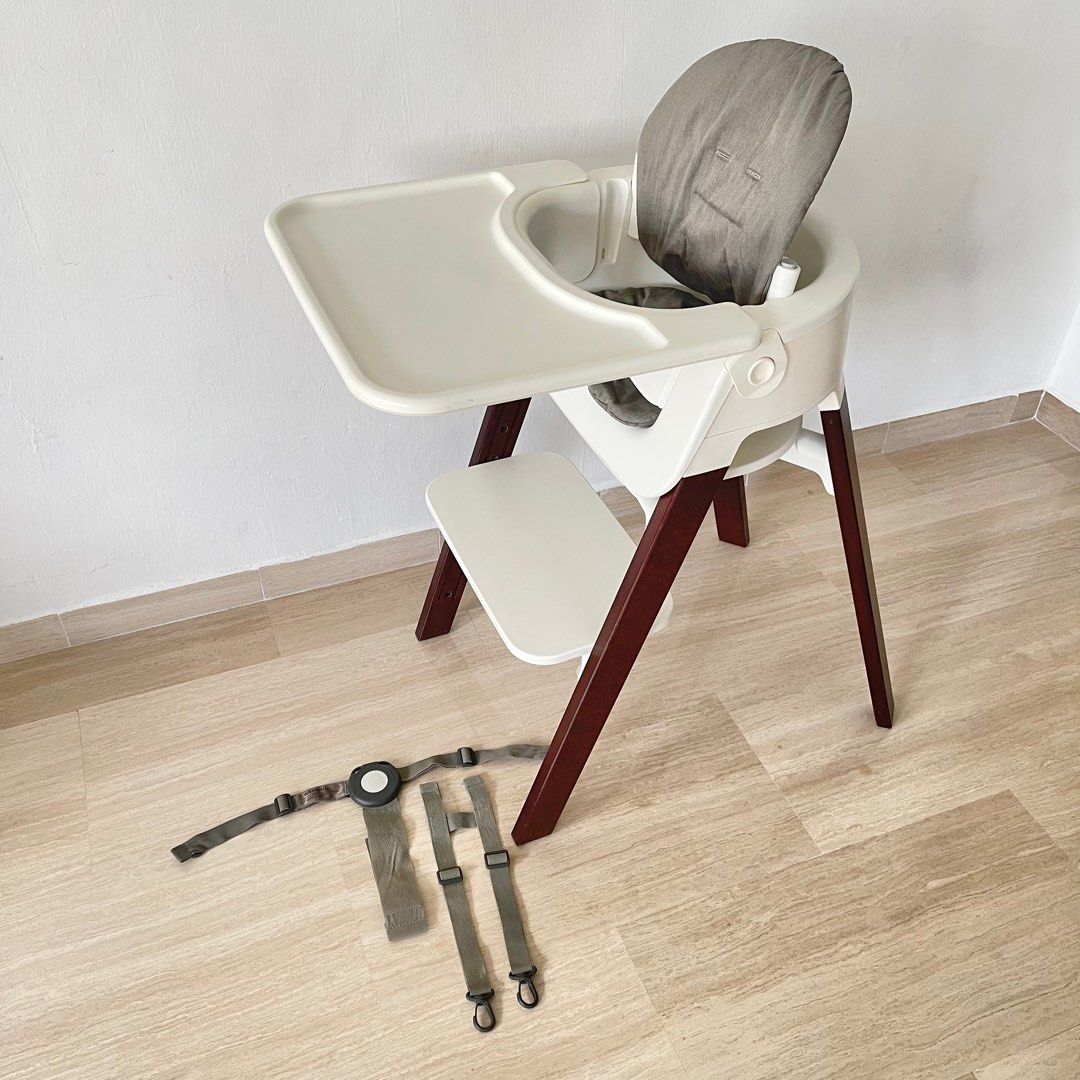 Full set Stokke Step high chair with walnut legs, Babies & Kids ...