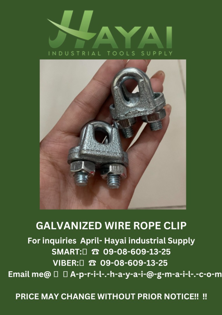 Galvanized wire rope clip, Commercial & Industrial, Construction Tools ...