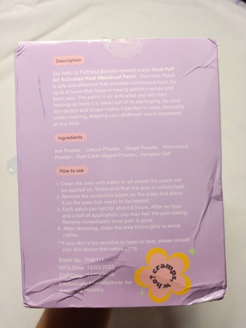 Heat Puff | Air activated Menstrual Patch | Puff and bloom, Beauty ...