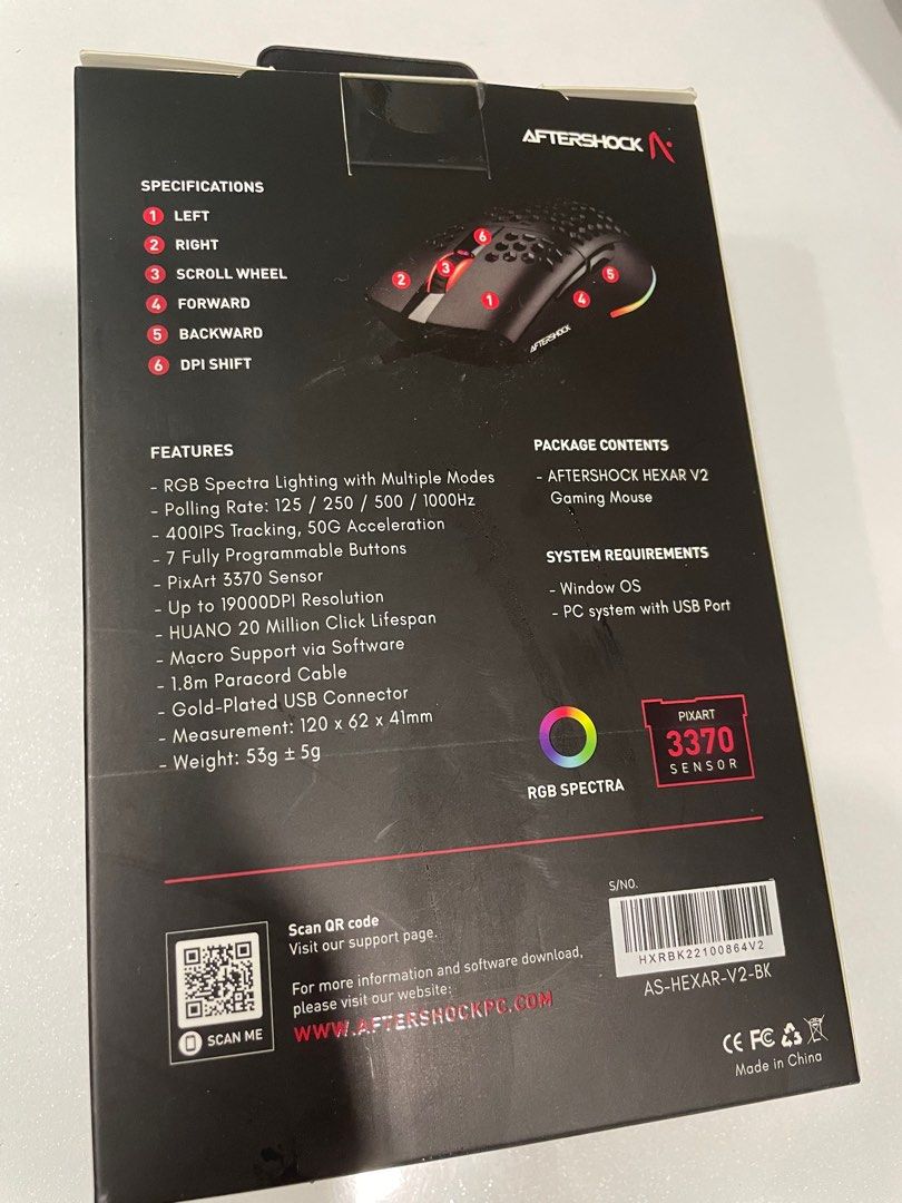 AFTERSHOCK HEXAR V2 Game Mouse, Computers & Tech, Parts & Accessories ...