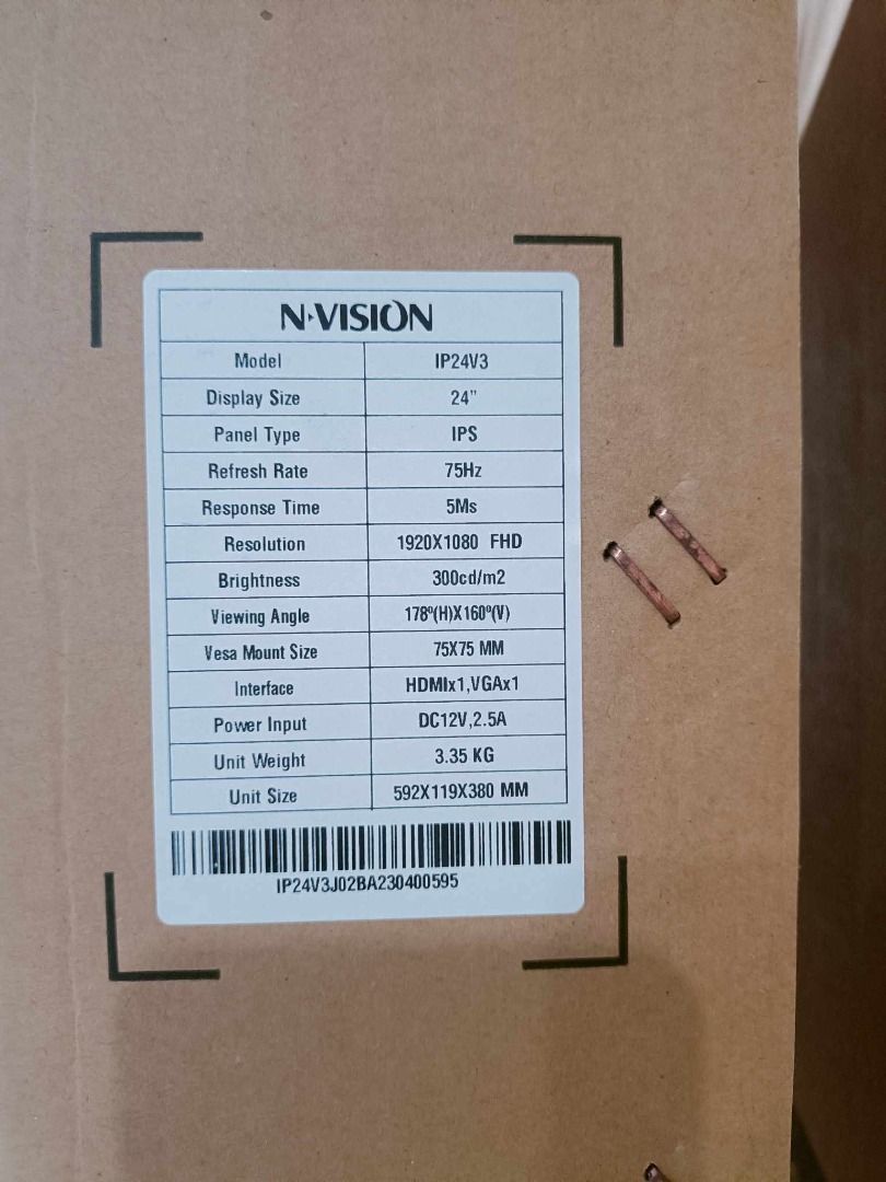 HOME CREDIT MONITOR: NVISION 24" IPS 75HZ FRAMELESS MONITOR, Computers & Tech, Parts ...