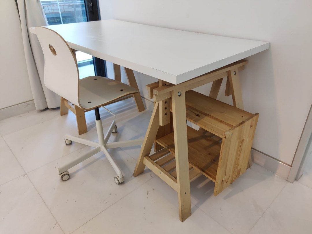 IKEA Study Drafting Table and Chair., Furniture & Home Living ...