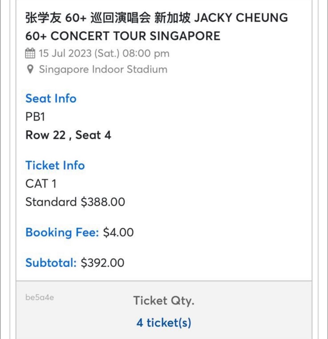 Jacky Cheung 60+ Concert Tour SG, Tickets & Vouchers, Event Tickets on Carousell
