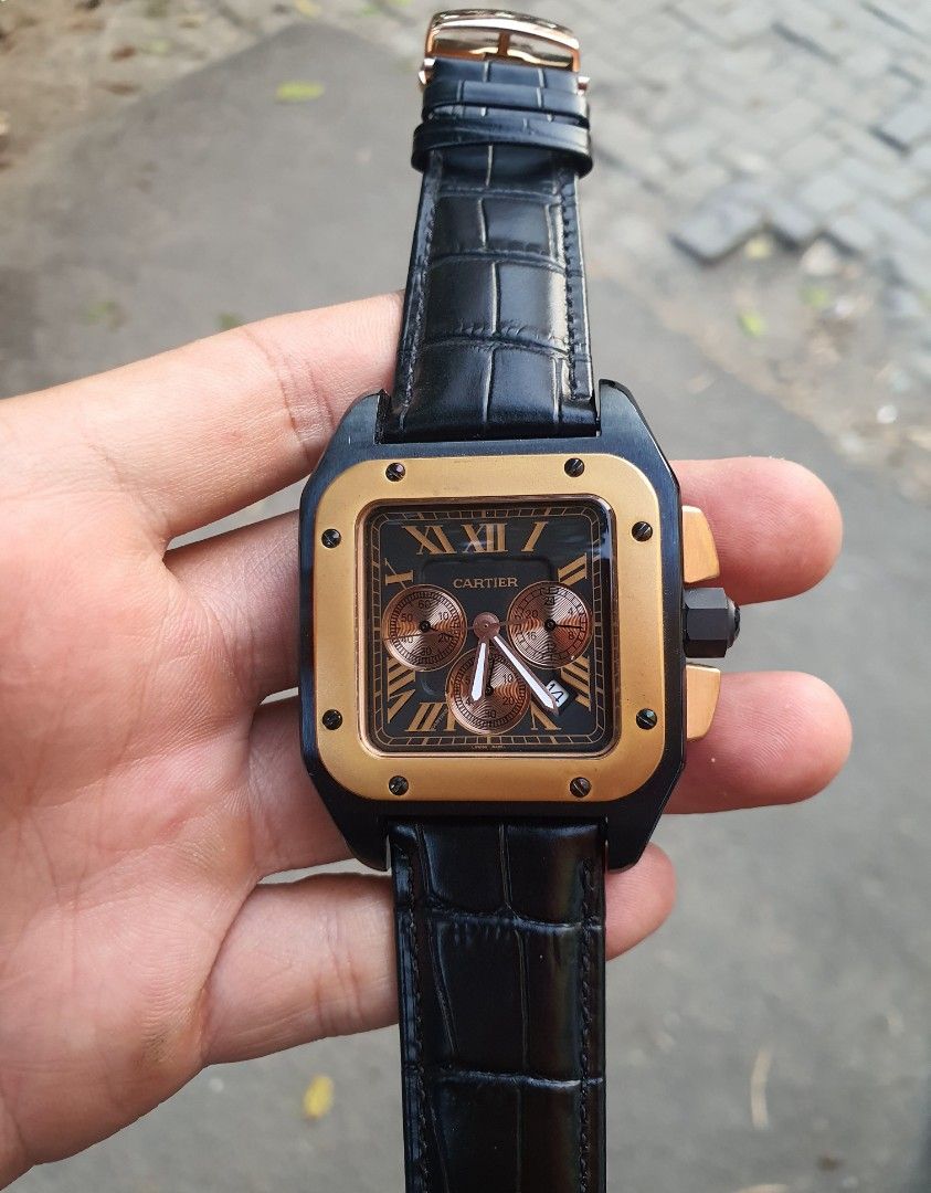 JAM TANGAN CARTIER SANTOS, Fesyen Pria, Jam Tangan di Carousell