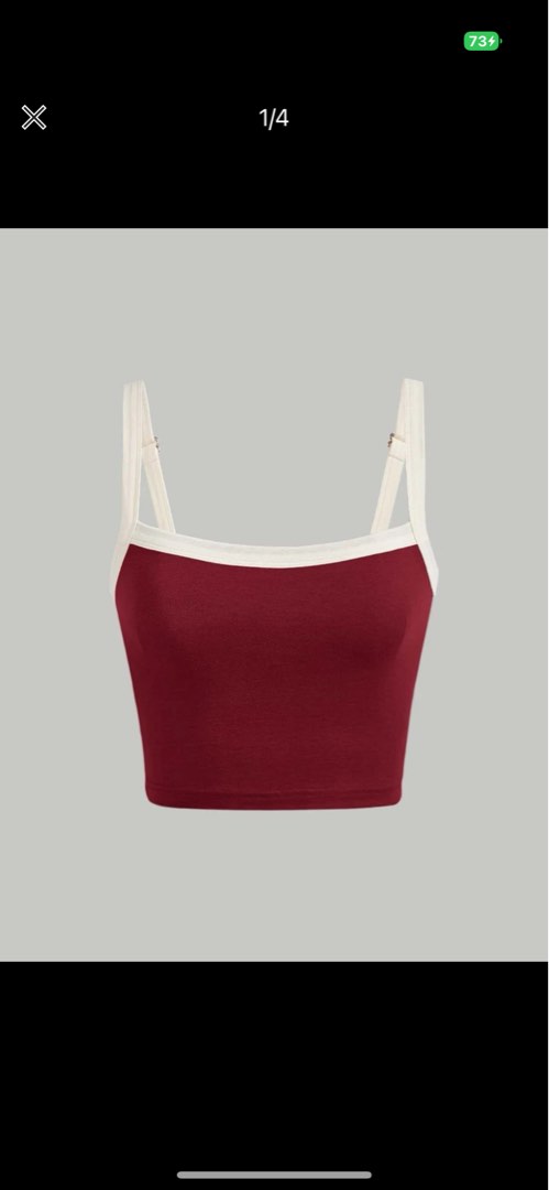 Maroon contrast banding Crop Top, Women's Fashion, Tops, Sleeveless on ...