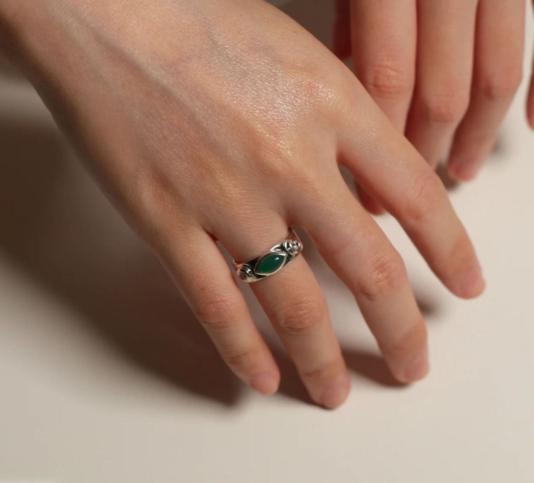Midas Ring: Green Onyx (Silver), Women's Fashion, Jewelry & Organisers ...