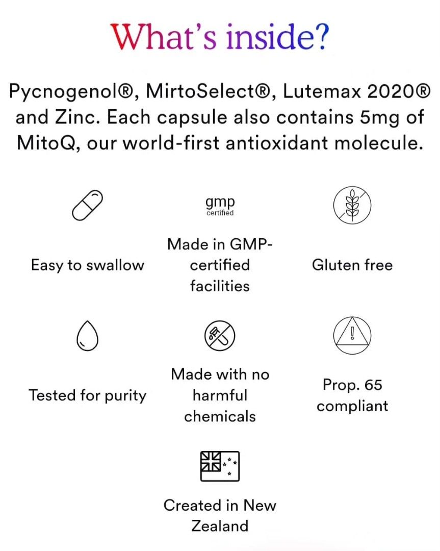 MitoQ +eye, Health & Nutrition, Health Supplements, Vitamins ...