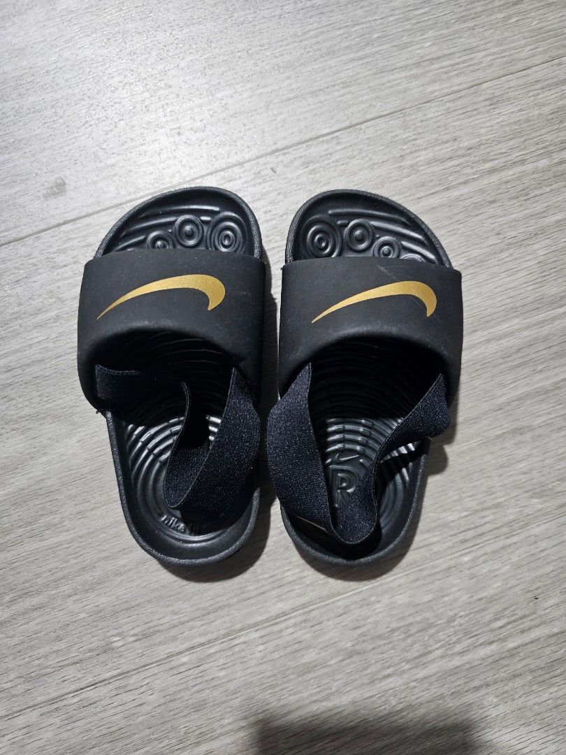 Nike Kawa Slide - Black and Gold - 7C, Babies & Kids, Babies & Kids ...