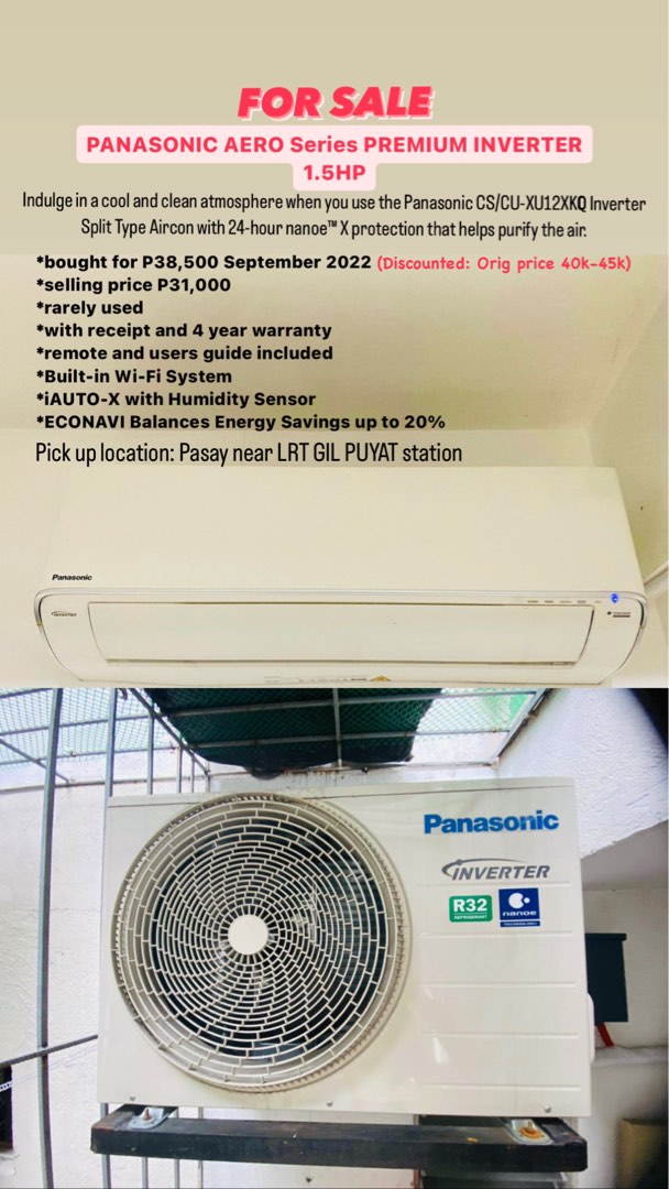 Panasonic CS/CU-XU12XKQ Premium Inverter, TV & Home Appliances, Air Conditioning and Heating on ...