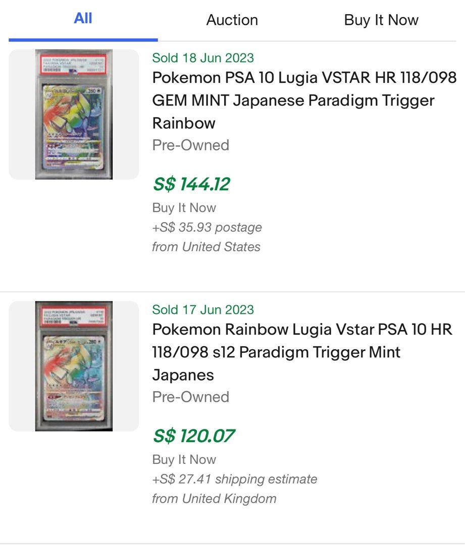 Pokemon PSA 10 Slabs (Rainbow Lugia), Hobbies & Toys, Toys & Games on ...