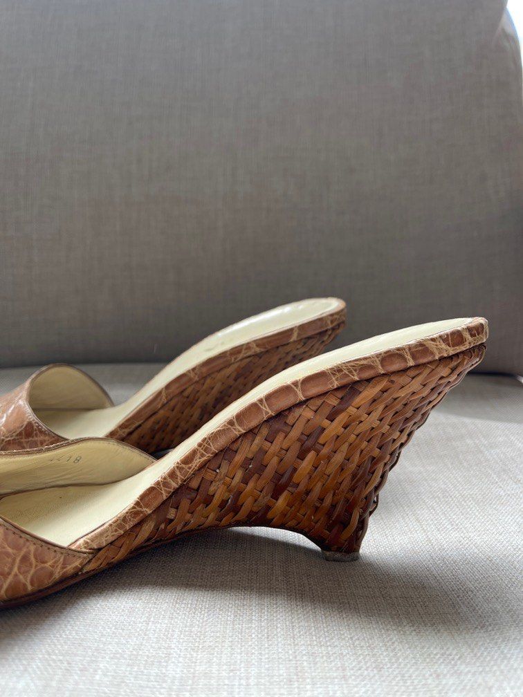 PRADA light brown wedge, Women's Fashion, Footwear, Wedges on Carousell