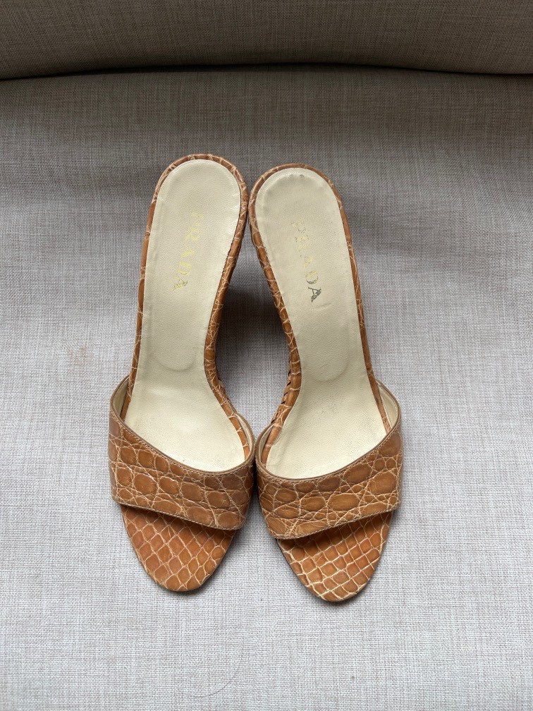 PRADA light brown wedge, Women's Fashion, Footwear, Wedges on Carousell