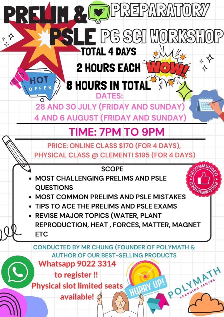 Prelim & PSLE P6 Science Workshop, Learning & Enrichment, Enrichment ...